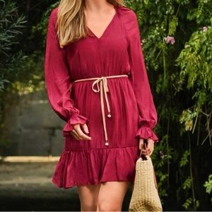 Dresses | Maroon Ruffle Hem Dress | Poshmark